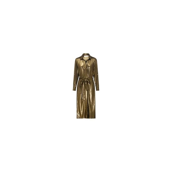 Mode d'Vie | Other | Mode Dvie Gold Lame Shirtdress With Self Tie Belt ...